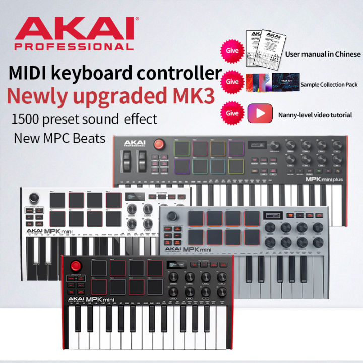 Akai Professional Mpk Mini Play Mk3 Plus Midi Keyboard Piano Arranger ...