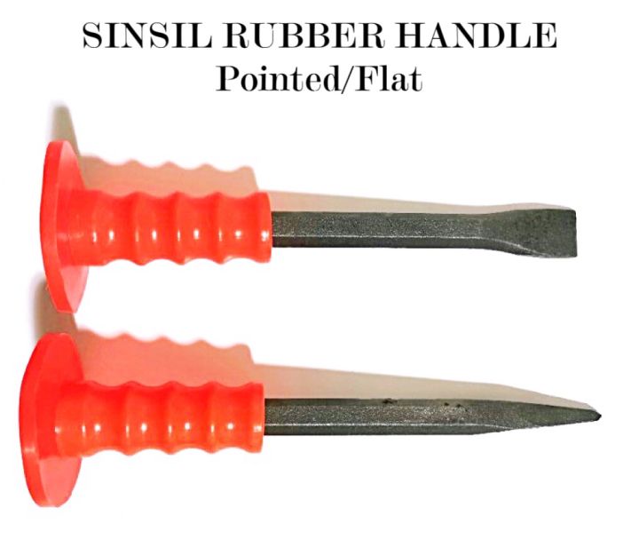 Multipurpose SINSIL Flat & Pointed/Stone Masonry Chisel Orange Rubber ...