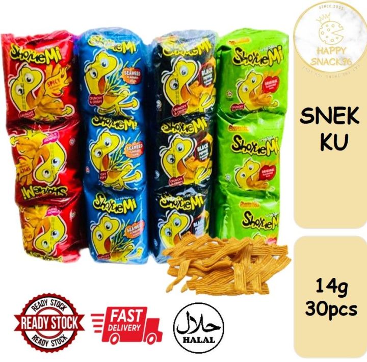 【14g x 30pcs】Snek Ku Shoyuemi / Original / Spicy / Black Pepper ...