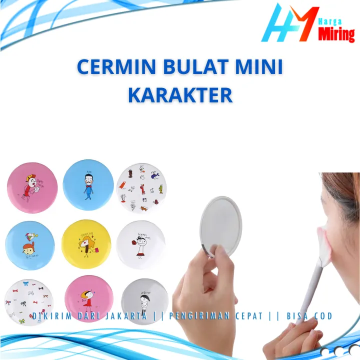Cermin Bulat Karakter Kaca Cermin Make Up Mini Kaca Travelling Motif ...