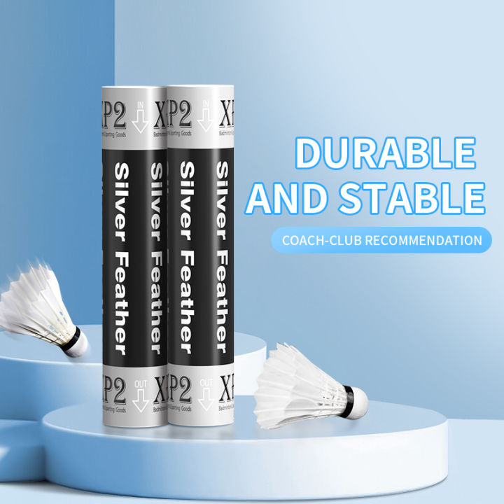 XP2 Silver Black Badminton Shuttlecock 12Pcs 77/76 Speeds Stable ...