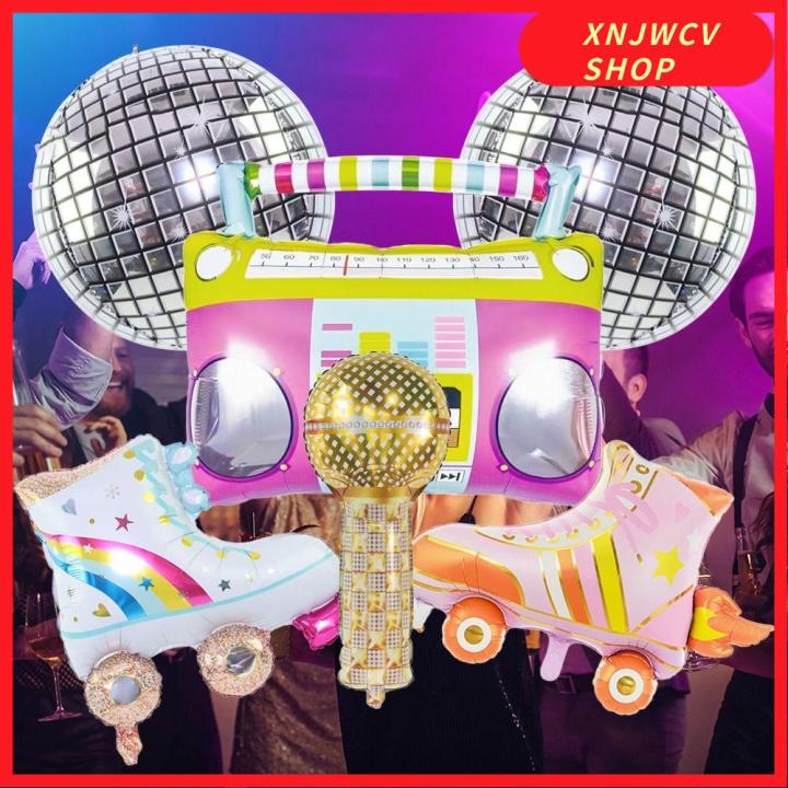 🔥🔥【COD+IN STOCK】 4/6pcs 80s 90s Retro Theme Roller Skate Balloon Set 4D ...