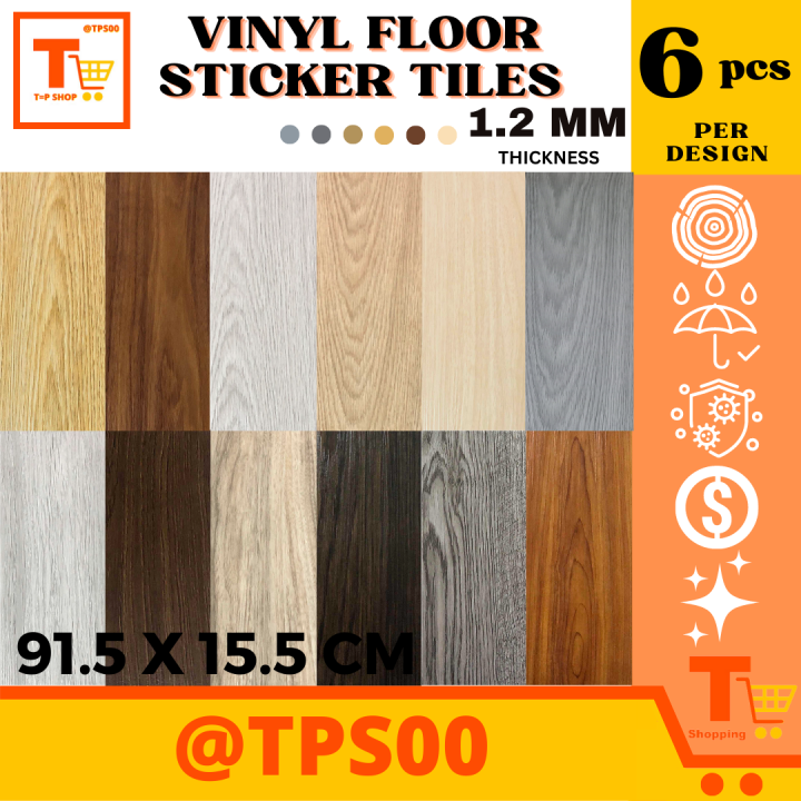 6PCS/SET FLOOR STICKER VINYL TILES (RECTANGLE) WATERPROOF WITH ...