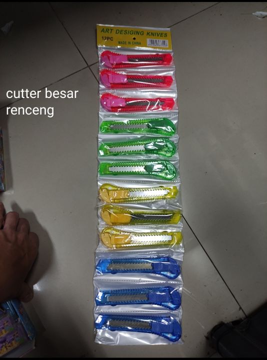 cutter transparan besar art desinging satuan vanco renceng | Lazada ...