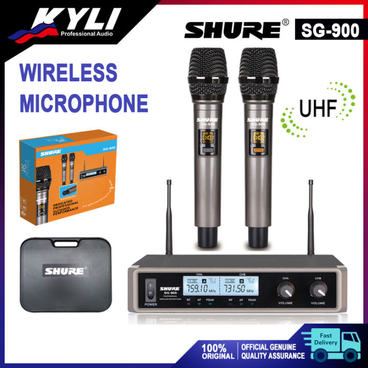SHURE SG-900 Wireless Microphones, Karaoke Microphone, UHF Wireless Dual Handheld Dynamic ...