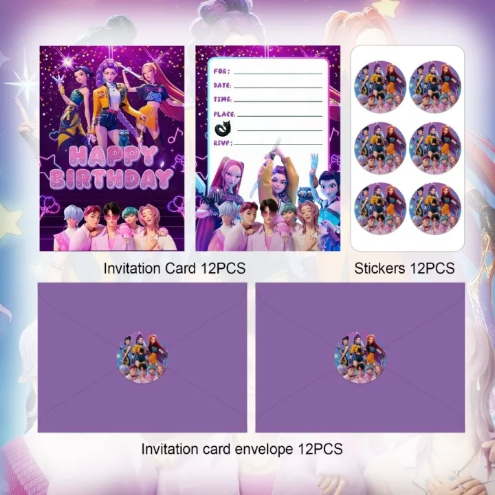 FEBBILY 12Pcs Set Girl Group Idol KPop Demon Hunters Invitation Card ...