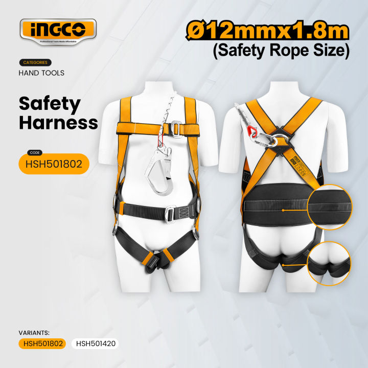 Ingco Full Body Safety Harness Fall Protection Belt Work Adjustable ...