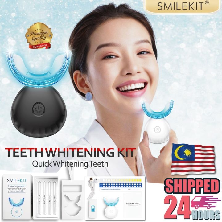Smile Kit Teeth Whitening Kit With LED Light Teeth Stain Remover Set ...