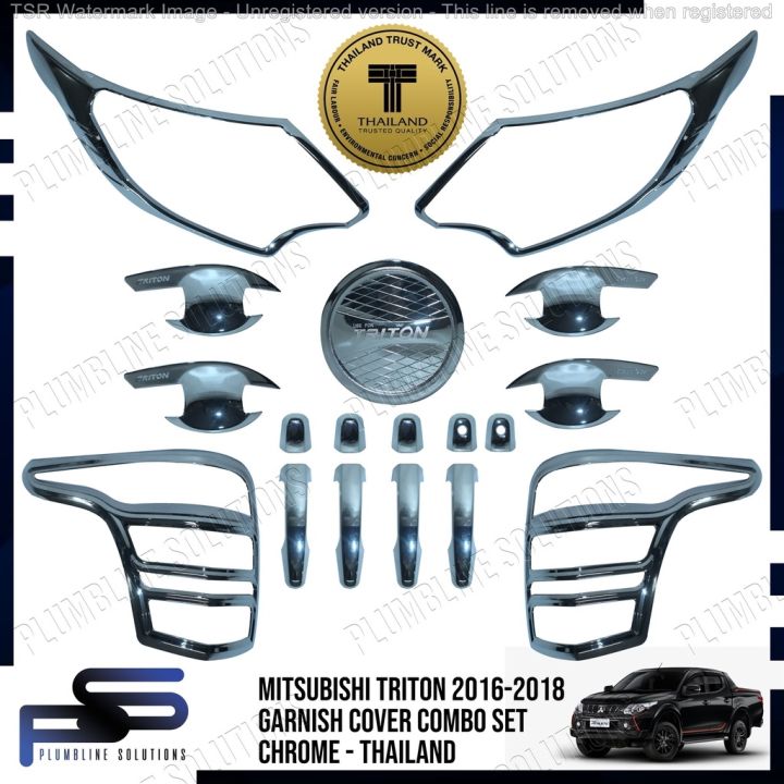 In stock- Black / Chrome Garnish Combo Set Mitsubishi Triton Strada ...