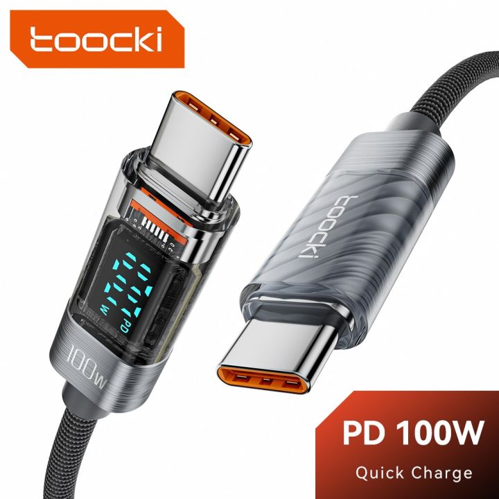 Toocki 100W USB C To C Type-C Cable Fast Charging Mobile Phone Cable For Suitable For Xiaomi ...