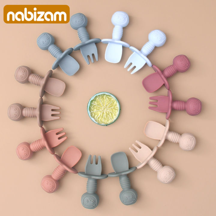 A154 Silicone short handle fork and spoon ช้อนส้อมซิลิโคนด้ามสั้น ...