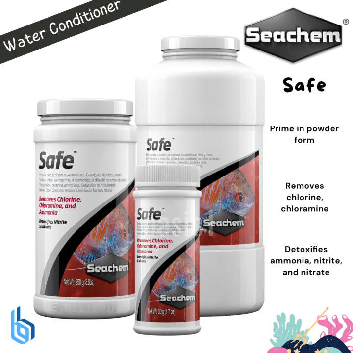 SEACHEM SAFE 50g, 250g, 1kg Prime in Powder ( Removes chlorine, chloramine, and ammonia ...