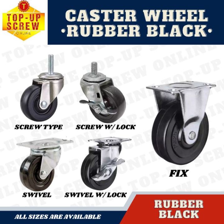 CASTER WHEEL RUBBER BLACK Sizes 2-3 (Sold per pc.) | Lazada PH