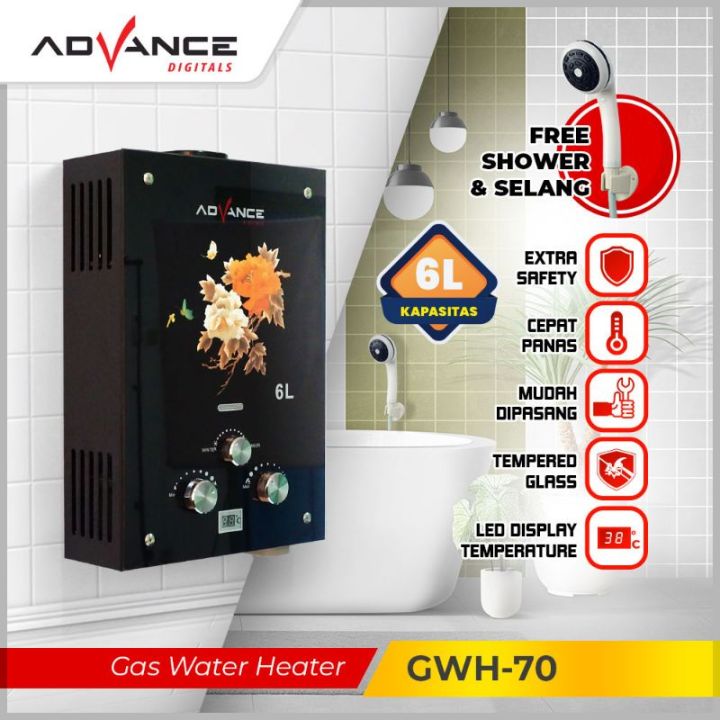 Advance Water Heater Gas 6 Liter GWH-70 LED Display Tempered Glass | Lazada Indonesia