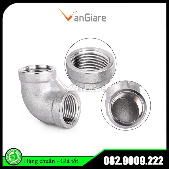 Co ren trong inox 21 27 34 42 49 60, cút nối góc 90 ren trong | Lazada.vn