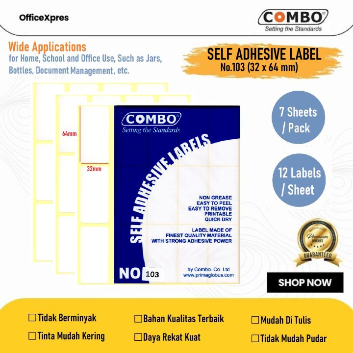 Stiker Label No.103 32x64mm / Self Adhesive Labels 103 / Label Sticker ...