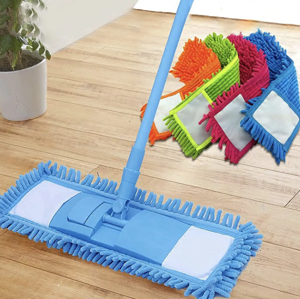 Wet and Dry Cleaning Flat Microfiber Floor Cleaning Mop with Long ...