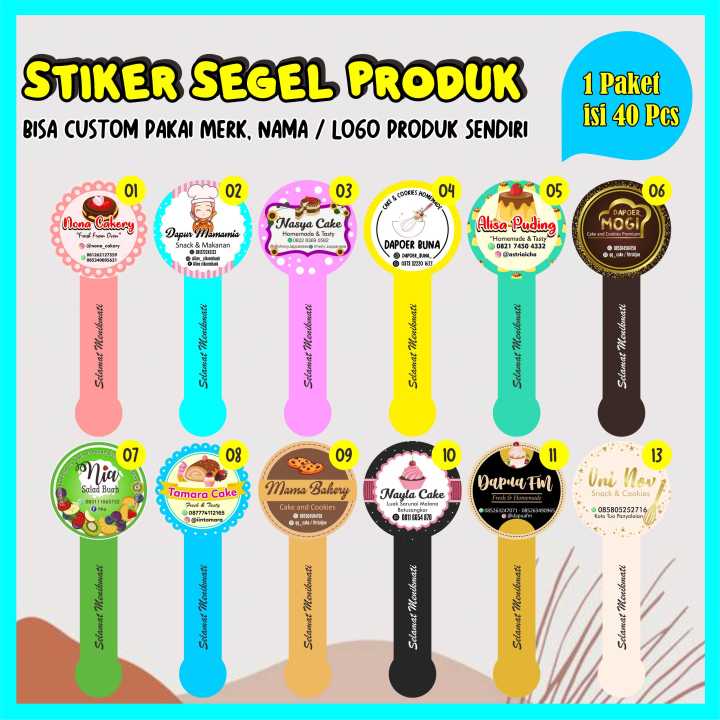 (40 pcs) Stiker Segel Produk Custom Untuk Toples Jar Botol Makanan ...