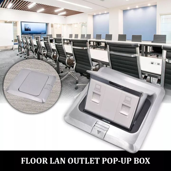 Aluminum pop-up floor socket 2 port RJ45 socket Office pop-up Internet ...