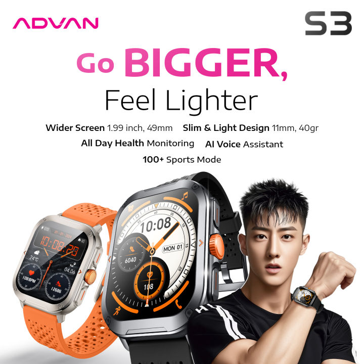 Advan Smartwatch S3 1.99" inch Metal Body Up To 20 Days IP68 Waterproof ...