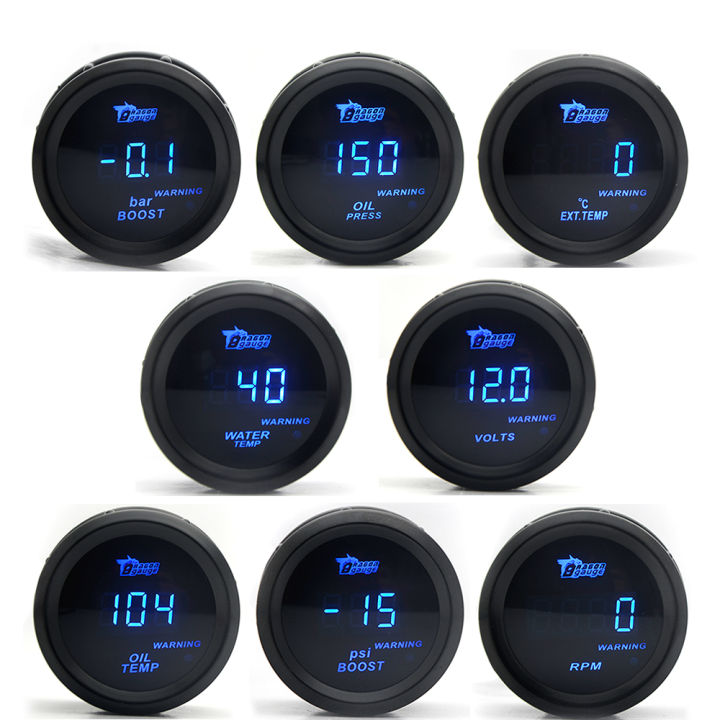 2" 52mm Car Digital Turbo Boost Gauge PSI BAR Water Temp Oil Temp Oil Pressure Gauge Voltmeter ...
