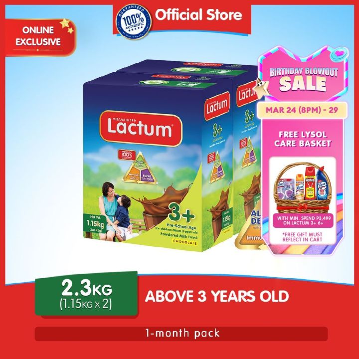 Lactum 3+ Chocolate 2.3kg (1.15kg x2) Powdered Milk Drink for Children ...