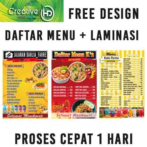 Cetak DAFTAR MENU MAKANAN MINUMAN untuk keperluan usaha Jualan SIAP ...