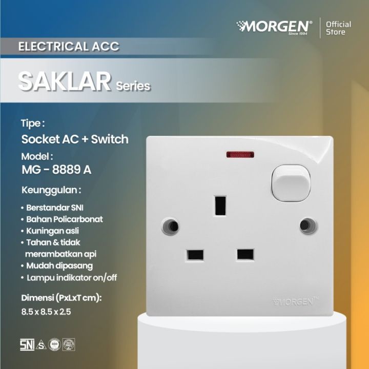 MORGEN Stop Kontak AC + Saklar Switch S-Classic SNI MG-8889A | Lazada Indonesia