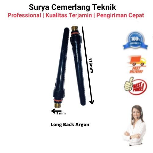 Long back cap Argon tig las Argon / tutup jarum Argon las tig wp 17 18 ...