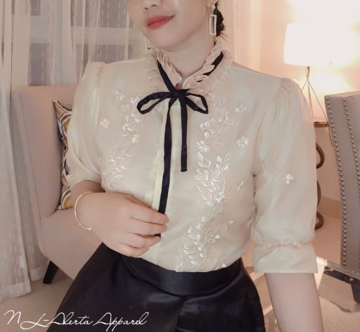 MODERN FILIPINIANA LADIES BARONG FOR WOMEN PURE EMBROIDERED BARONG WITH ...