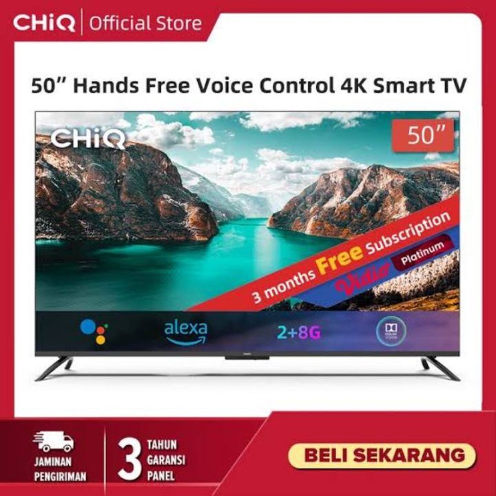 TV LED CHiQ 50 Inch 4K Hands Free Voice Control Frameless Android 50G7 ...