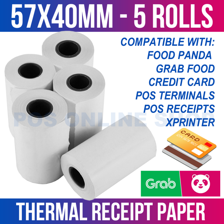 POS ONLINE SHOP - 57MM X 40MM (PACK OF 5 ROLLS) - POS THERMAL RECEIPT ...