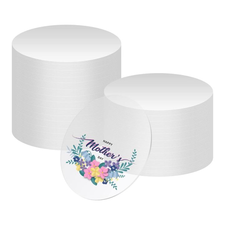 50 Pcs Clear Acrylic Sheets, 4Inch Round Acrylic Disc, 0.1Cm Thick ...