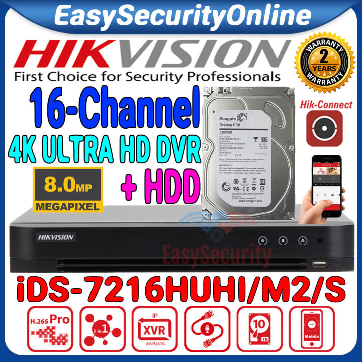 HIKVISION 16-CHANNEL CCTV 5.0MP 1920P DVR + HDD 4K iDS-7216HUHI-M2/S ...