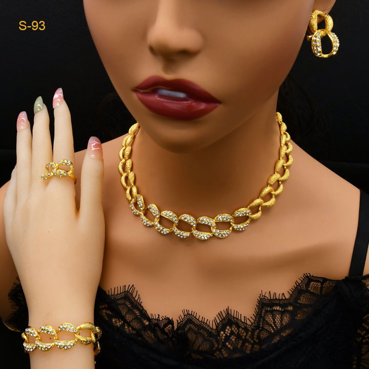 ANIID Fashion Dubai Crystal 24K Gold Color Necklace Sets For Women ...