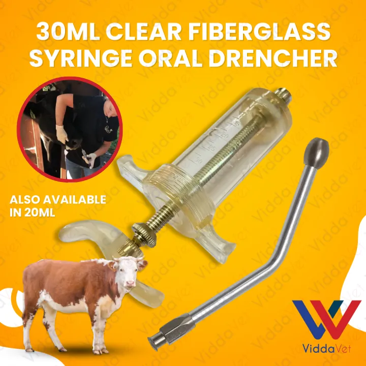 Viddavet 30ml Fiberglass Syringe Clear Oral Drencher Transparex Oral ...