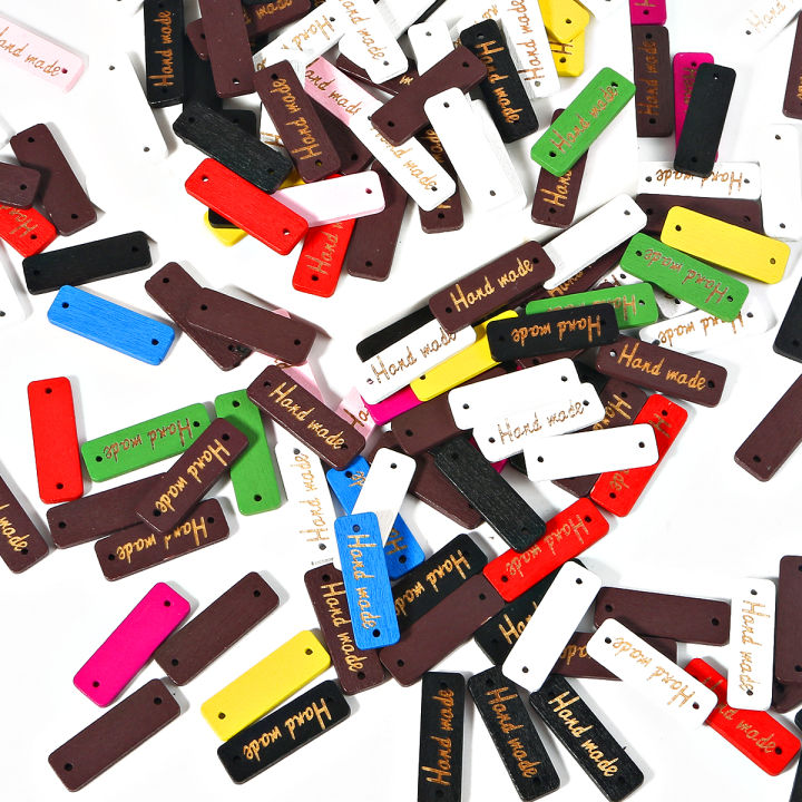 50pcs / lot Vintage Handmade Rectangle Labels Wood Letter Tags Embossed ...