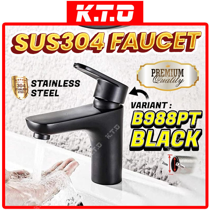 Stainless Steel SUS 304 Black Modern Single Cold Pillar Basin Sink ...
