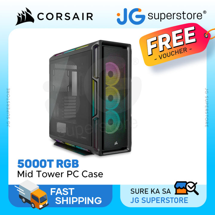CORSAIR 5000T Mid Tower ATX PC Case with iCUE RGB, Slide-On Tempered ...