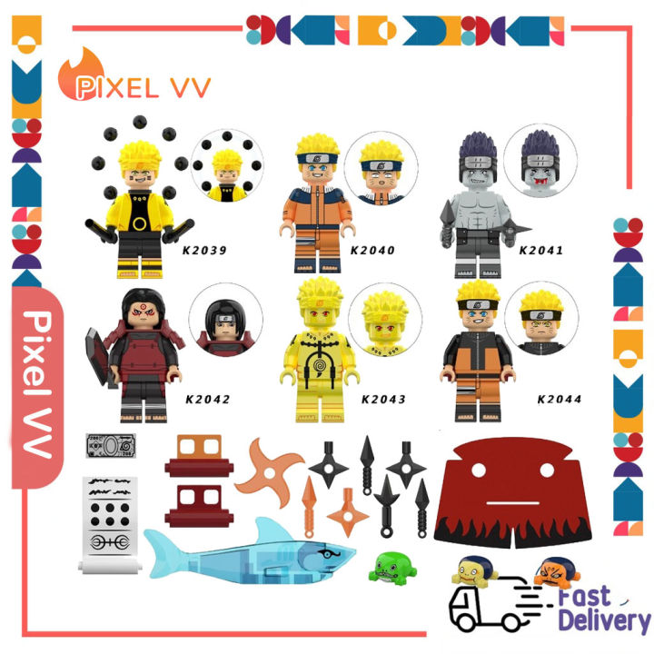 Naruto Minifigures Naruto Ninja Kakashi Sasuke Hinata Mini figure Manga ...