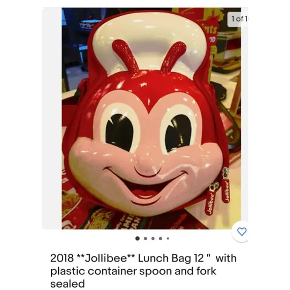 Jollibee bag 3d face 12" with spoon and fork sealed in plastic hard to ...