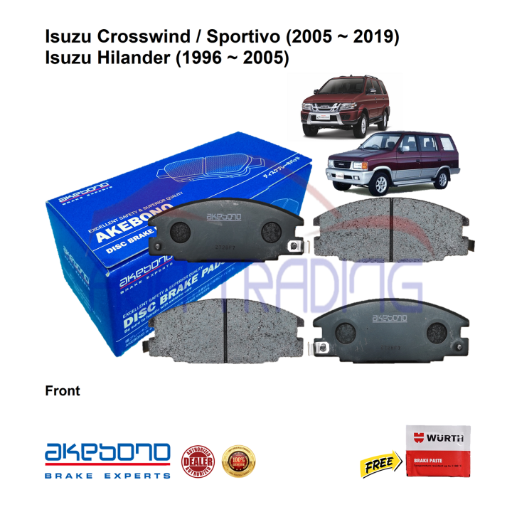 Genuine Akebono Front Brake Pads for Isuzu Hi-Lander 1996-2005, Isuzu ...