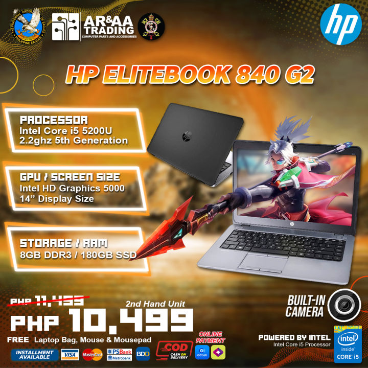 Laptop HP ELITEBOOK 840 G2 Intel Core i5 5200U 2.2ghz 8gb 180gb SSD (5th Generation) | Lazada PH