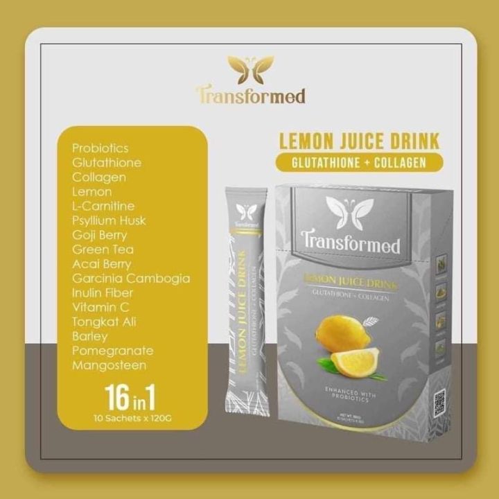 TRANSFORMED LEMON JUICE BEAUTY DRINK WITH GLUTATHIONE + COLLAGEN ...