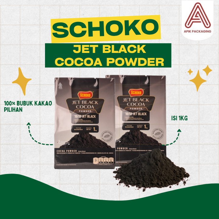 Schoko Jet Black Cocoa Powder 1kg – Bubuk Kakao Hitam Premium 100% Asli ...