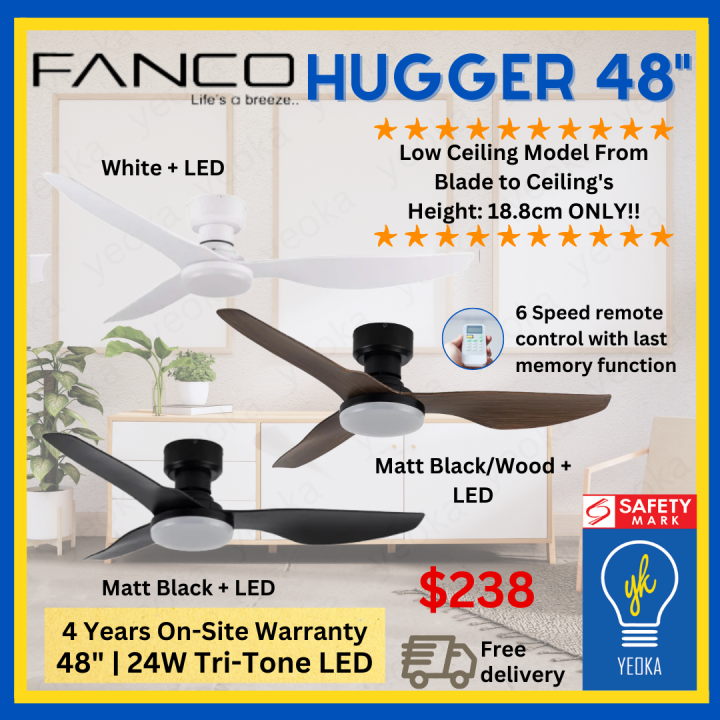 [YEOKA LIGHTS AND BATH] FANCO COFAN HUGGER CEILING FAN 48 Inch for Low ...