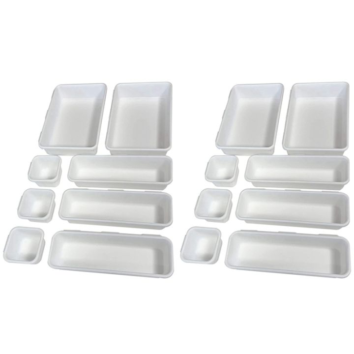Drawer Organizer (16 PCS) - Interlocking Desk Organizer Tray Drawer ...