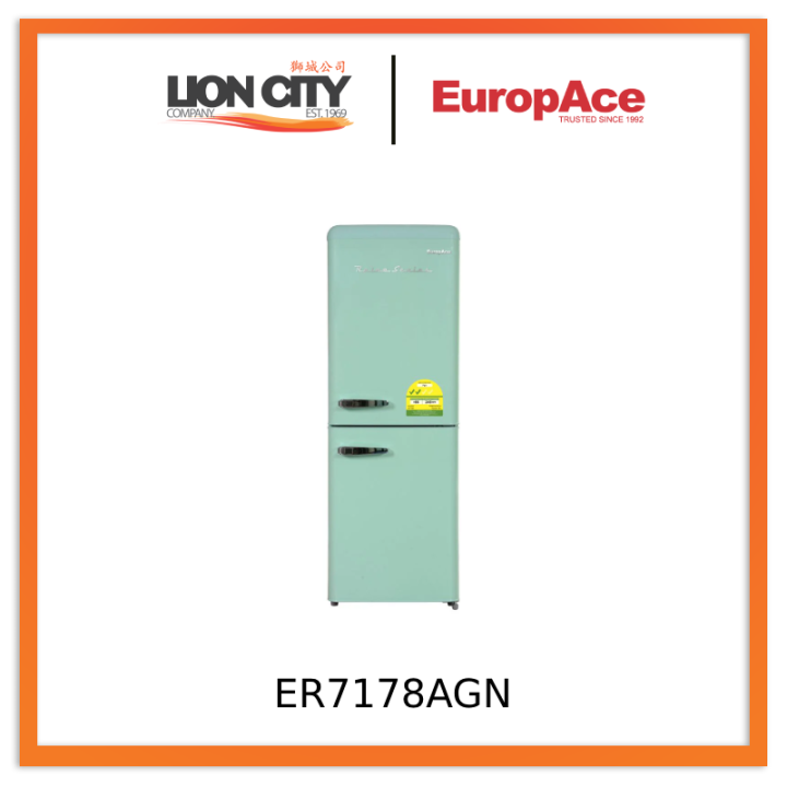 Europace ER7178AGN 170L Retro 2 Door Refrigerator in Pastel Green ...