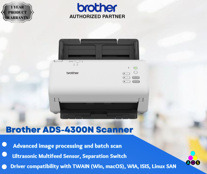 AOS Brother ADS-4300N Scanner (Upgraded Version of Brother ADS-2400N ...