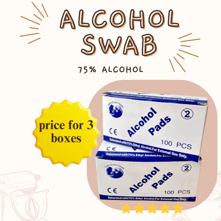 Alcohol Swab 100pcs / Alcohol Pad 75% Alcohol (3 boxes/unit) | Lazada